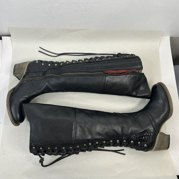 Freebird by Steven | Shoes | Freebird By Steven Knee High Catrina Boots Black Embossed Leather ...
